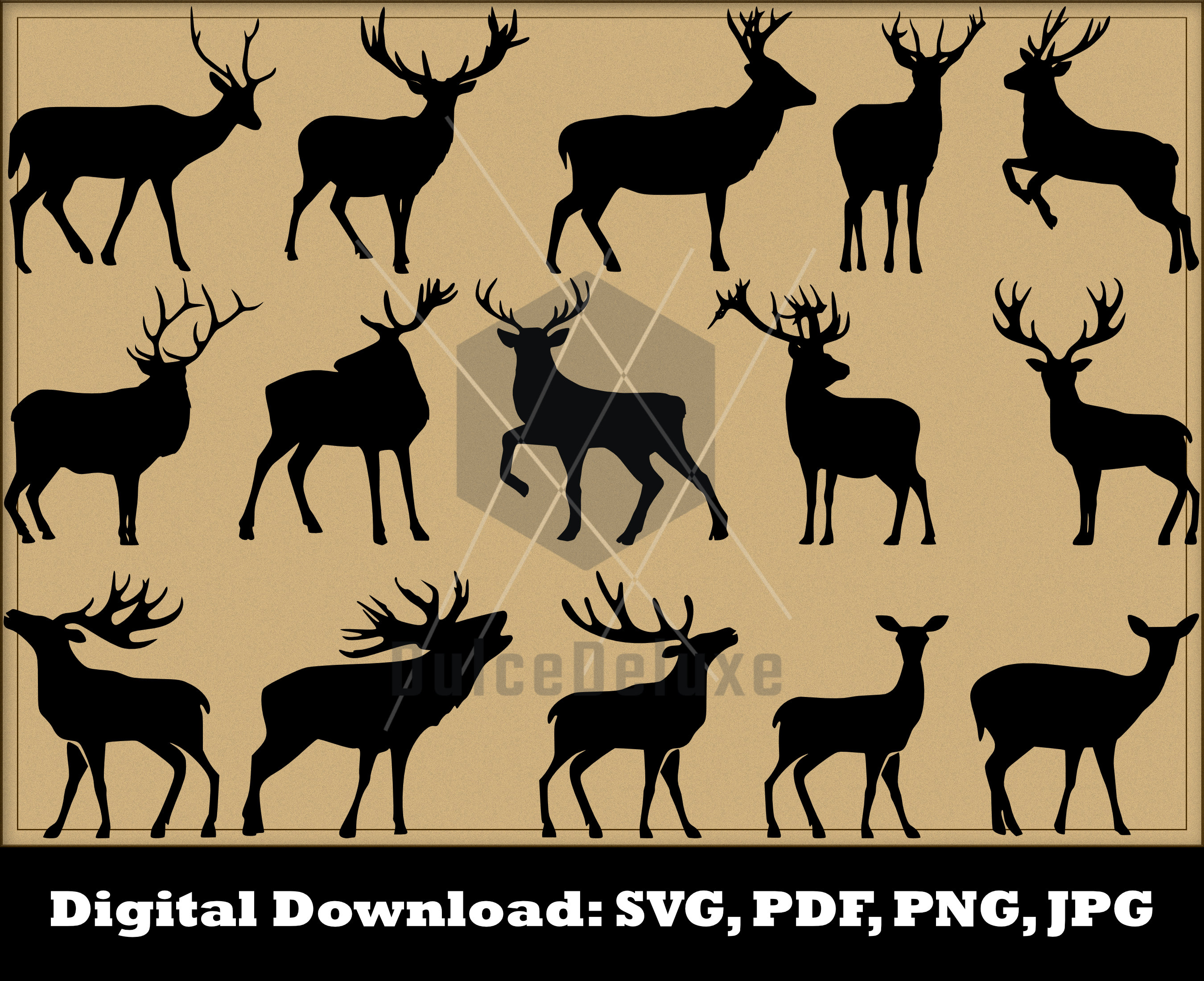 Deer SVG Deer Antler Svg Deer Silhouette SVG Cut Files - Etsy