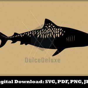 Tiger Shark SVG - Tiger Shark Cut Files for Silhouette - Tiger Shark ...