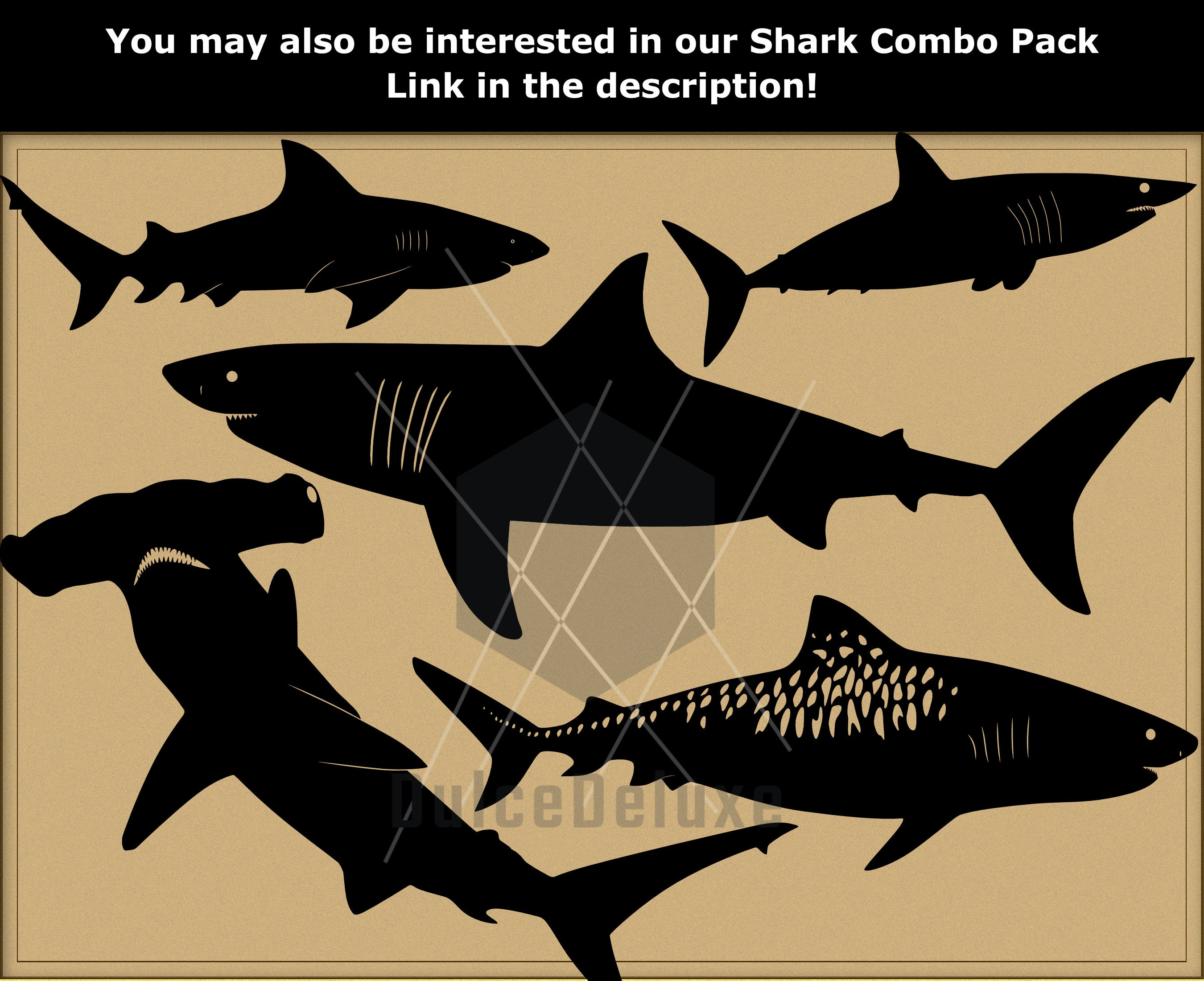 Tiger Shark SVG - Tiger Shark Cut Files for Silhouette - Tiger Shark ...