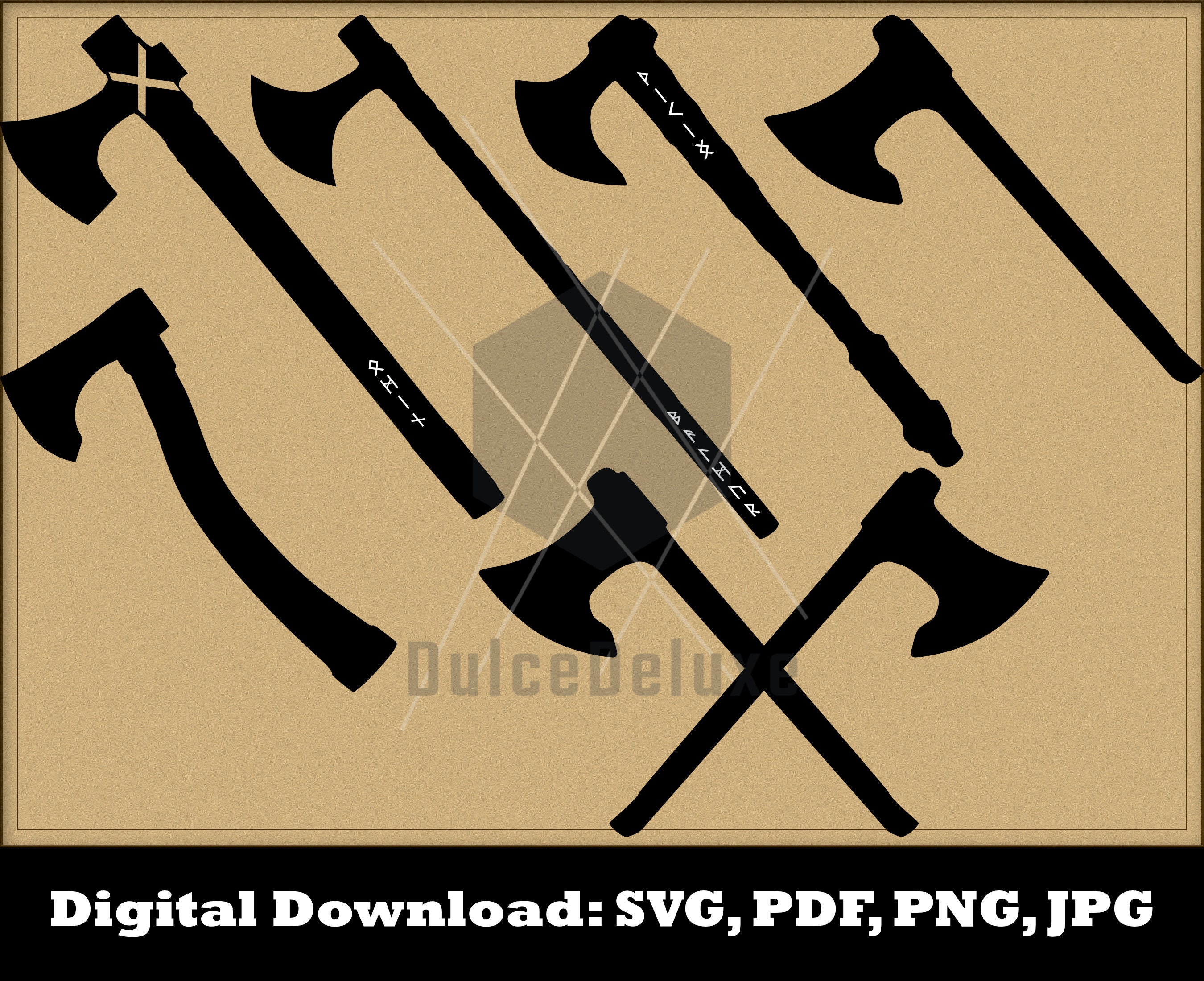 Viking Axe SVG Bundle - Viking Axes Clipart - Medieval Crossed Axes ...