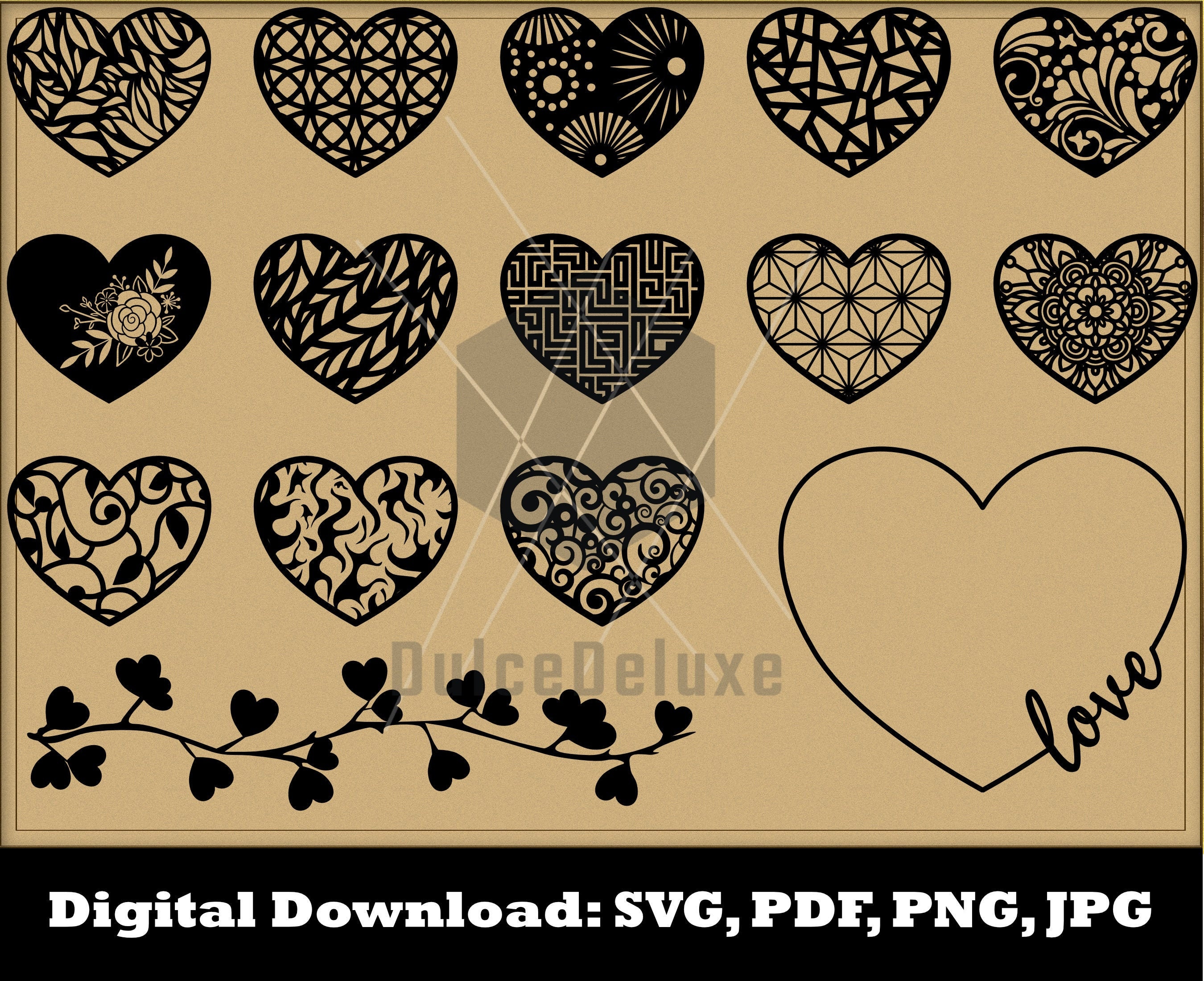 Heart SVG - Heart Silhouette - Heart Bundle SVG - Heart Clipart - Heart ...