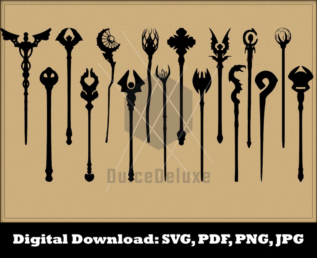 Magical Staff SVG - Dungeons and Dragons Mythical Weapons Staves ...