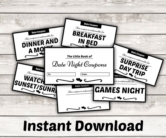 Printable Date Night Coupons Valentines Day Gift for Her | Etsy