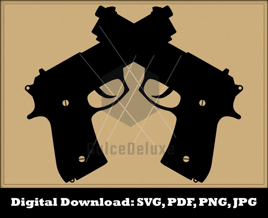 Crossed Handguns SVG - Gun SVG - Pistol SVG - Handgun Clipart - Handgun ...