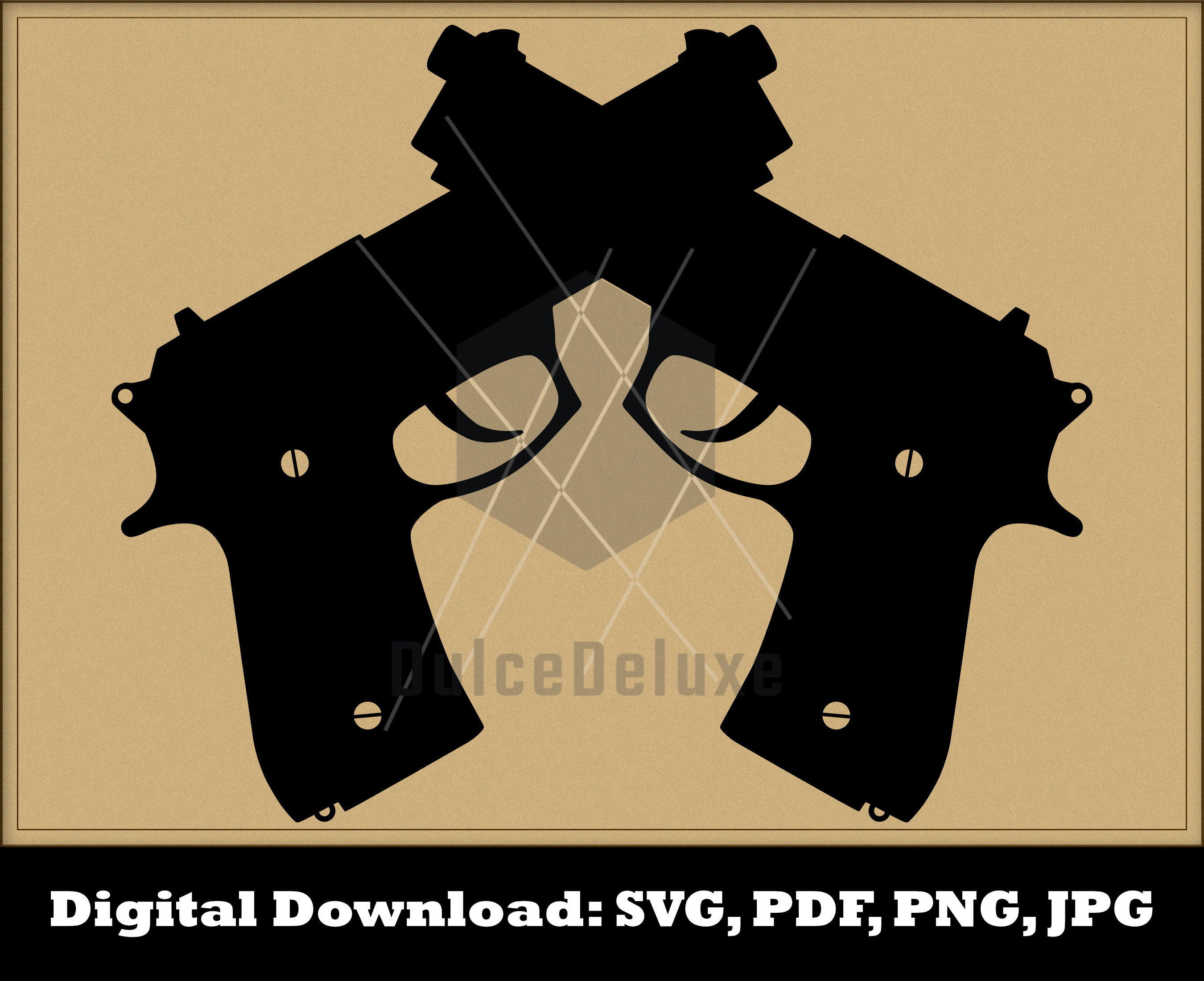 Crossed Handguns SVG Gun SVG Pistol SVG Handgun Clipart Handgun Cut ...