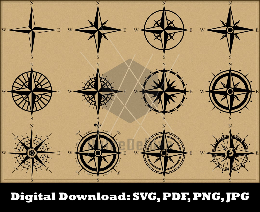 Compass SVG - Compass Silhouette - Compass Clipart - Compass Cut File ...