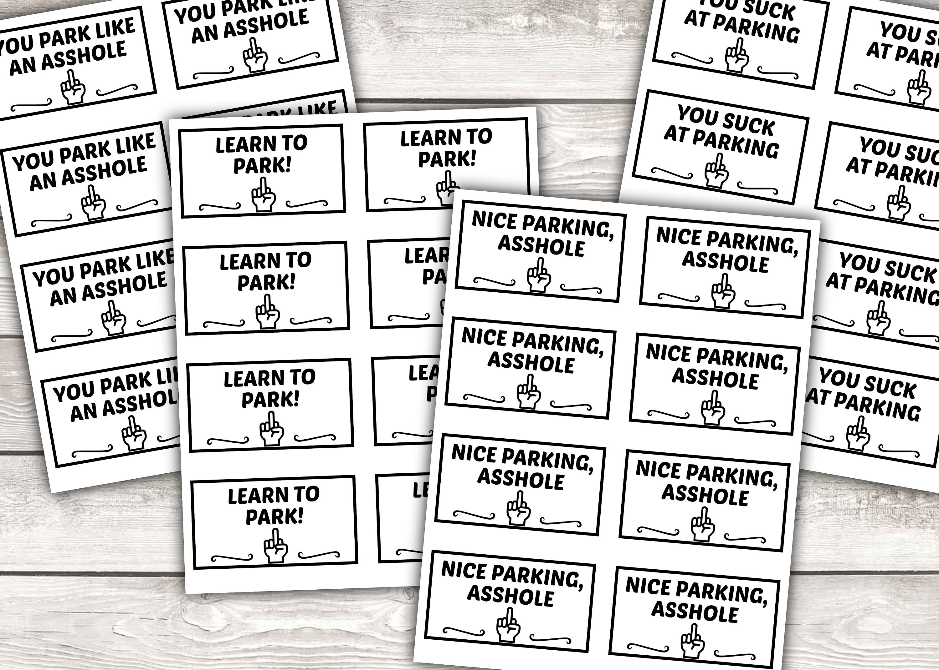 Printable You Suck at Parking Cards - Funny Parking Notes - You Park ...