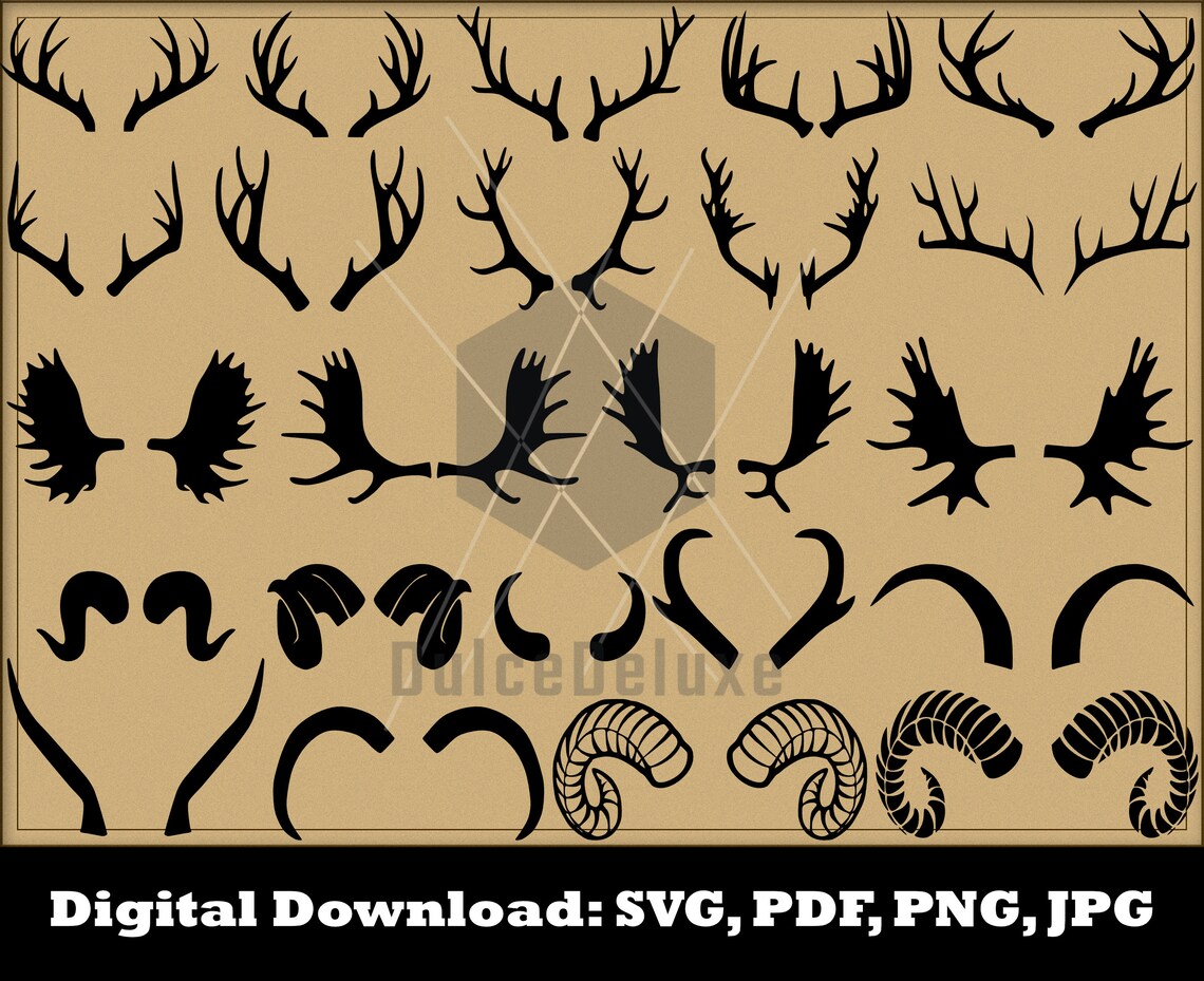 Deer Antler Svg - Deer Horn Svg - SVG Cut Files - Antler Bundle SVG ...