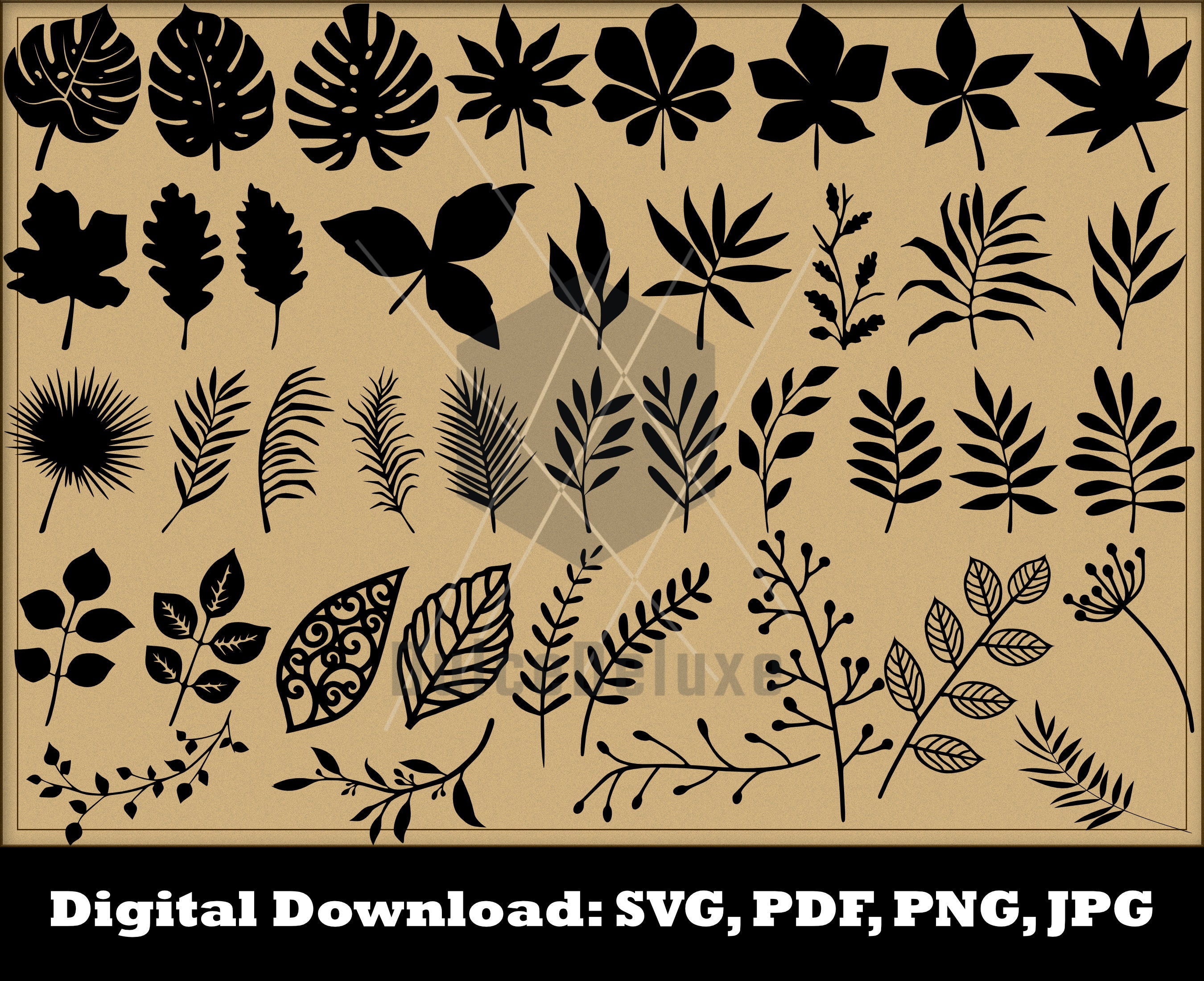 Leaves SVG - Leaves Silhouette - Leaves Bundle SVG - Leaves Clipart ...