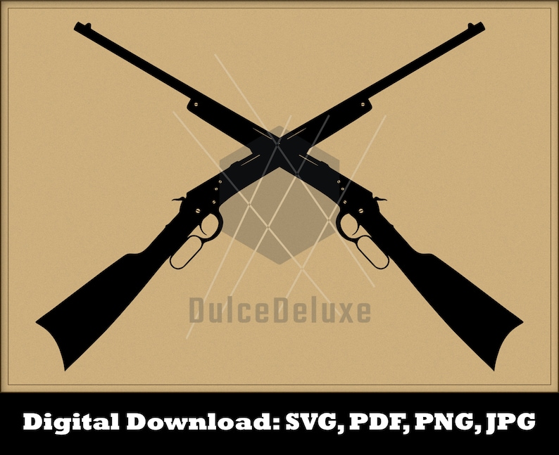 Crossed Rifles SVG - Model 1892 SVG - Gun SVG - Lever Action Rifle ...