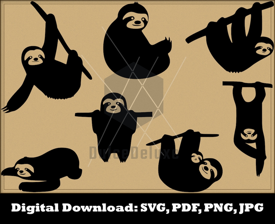 Sloth SVG - Sloth Silhouette - Glowforge Sloth - Sloth Bundle SVG ...