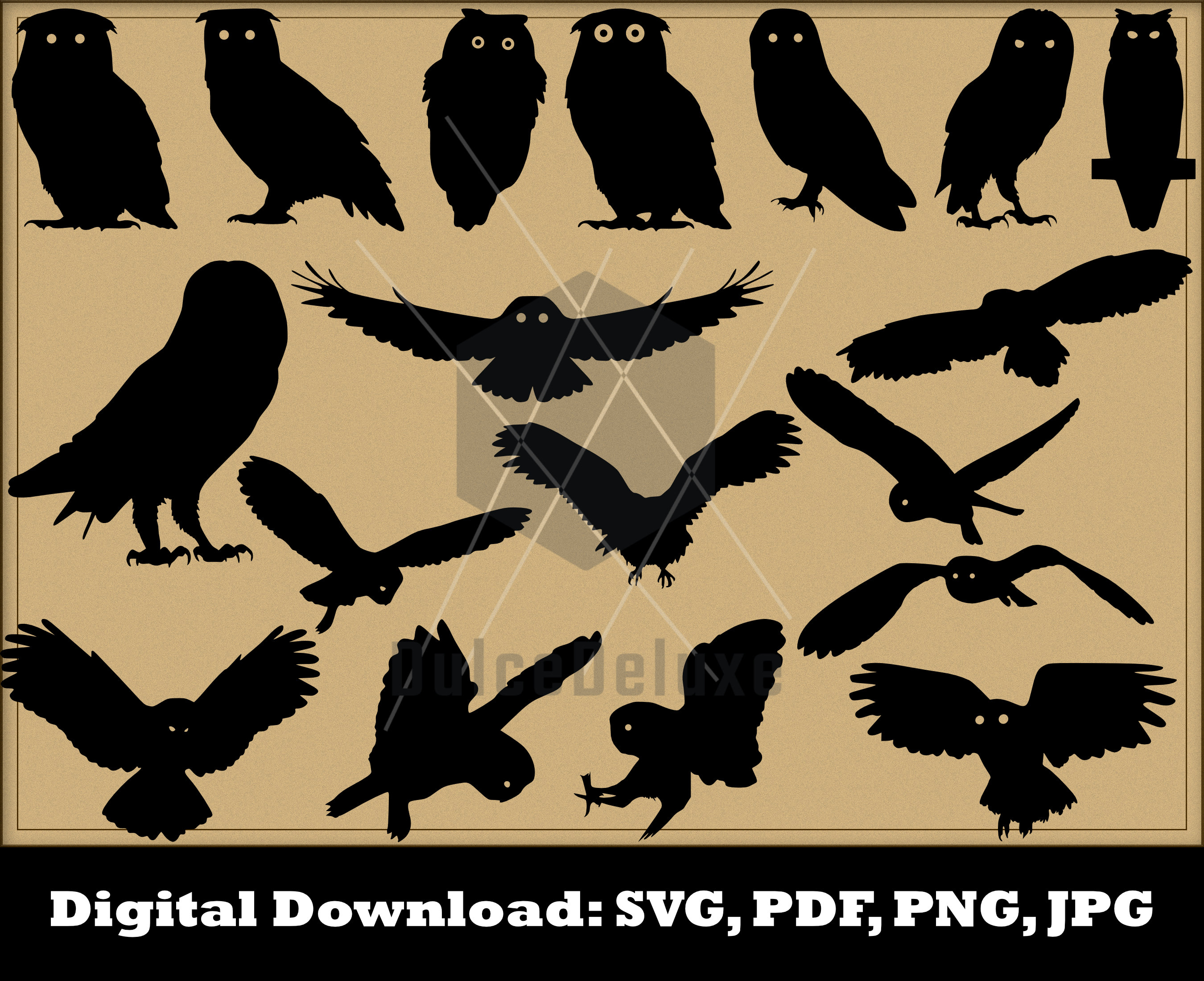 Flying Owl Silhouette Clip Art