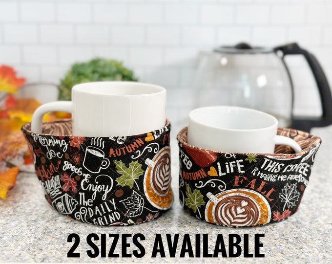 Microwave Mug Cozy, Fall Pumpkin Mug Cozy, Fabric Cup Holder, College ...