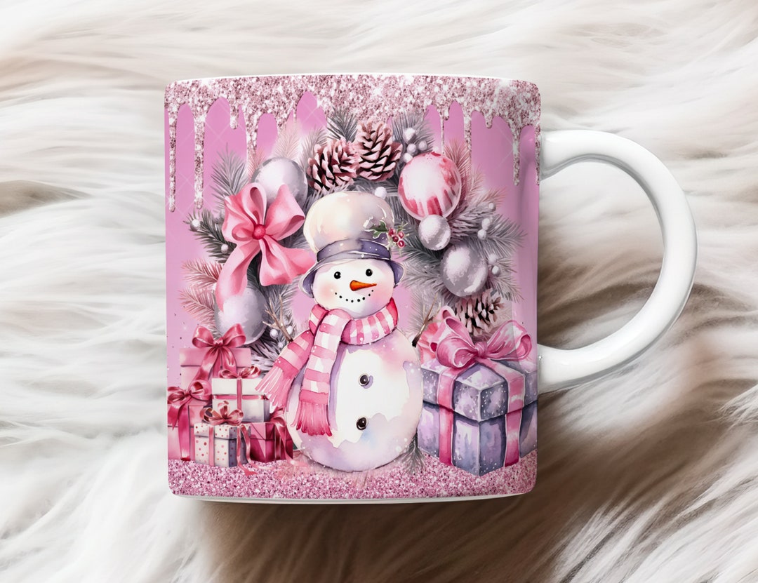 Pink Snowman Christmas 11 Oz & 15 Oz Mug Wrap - Etsy