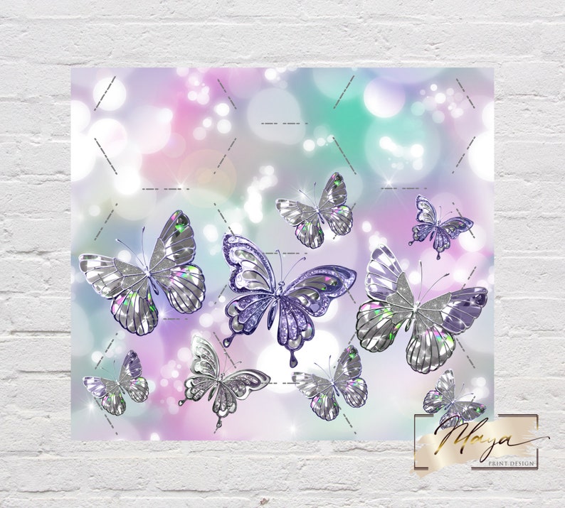 Mariposas plateadas 20 oz Tumbler Wrap Descarga digital - Etsy México