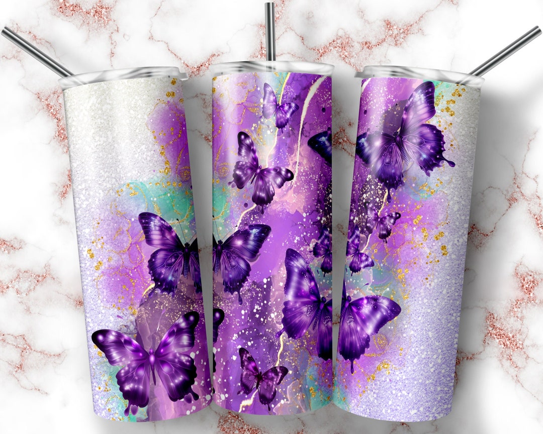 Purple Butterflies 20 Oz Tumbler Wrap Sublimation Design - Etsy