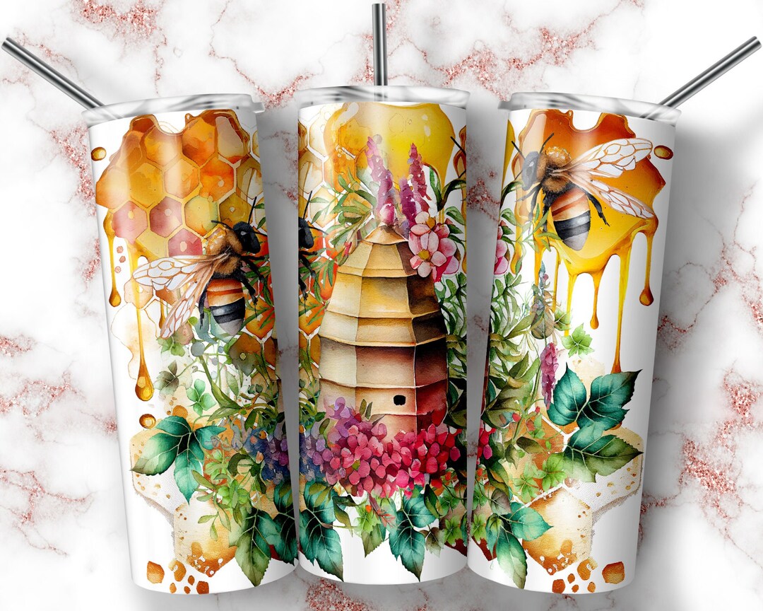Bees Floral Honeycomb 20 Oz Tumbler Wrap - Etsy
