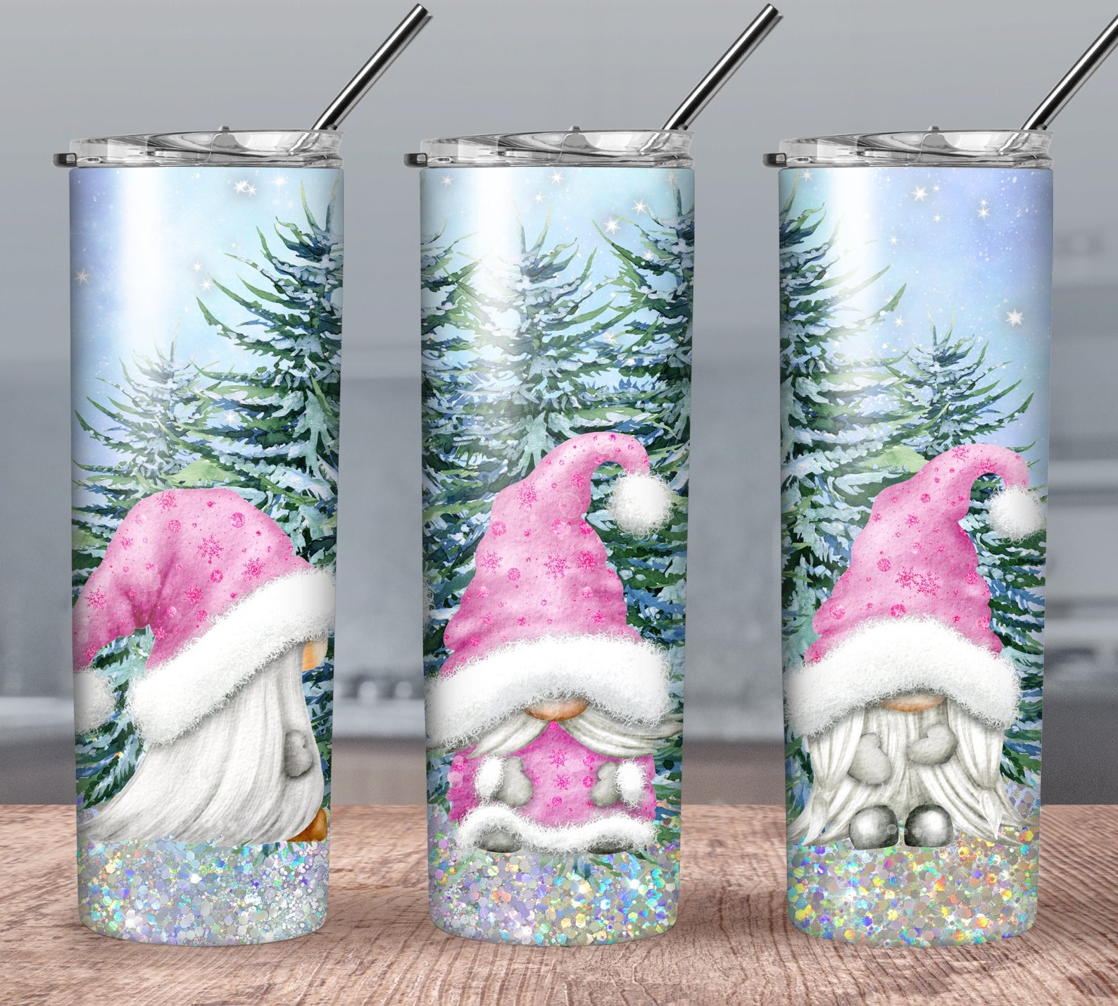 Pink Christmas Gnomes 20oz Winter Tumbler Wrap Digital - Etsy