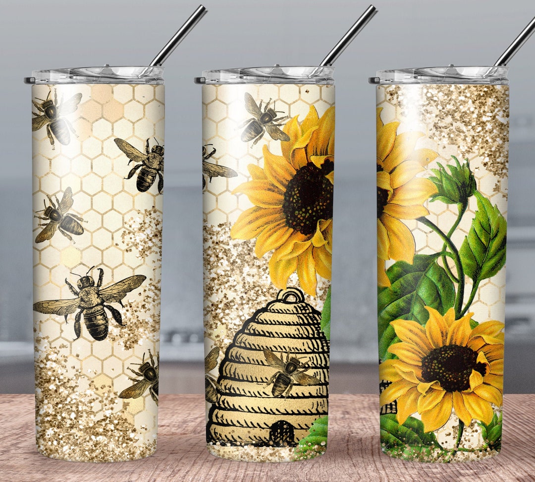 Bee Tumbler Wrap,vintage Sunflowers 20oz Tumbler Wrap PNG - Etsy