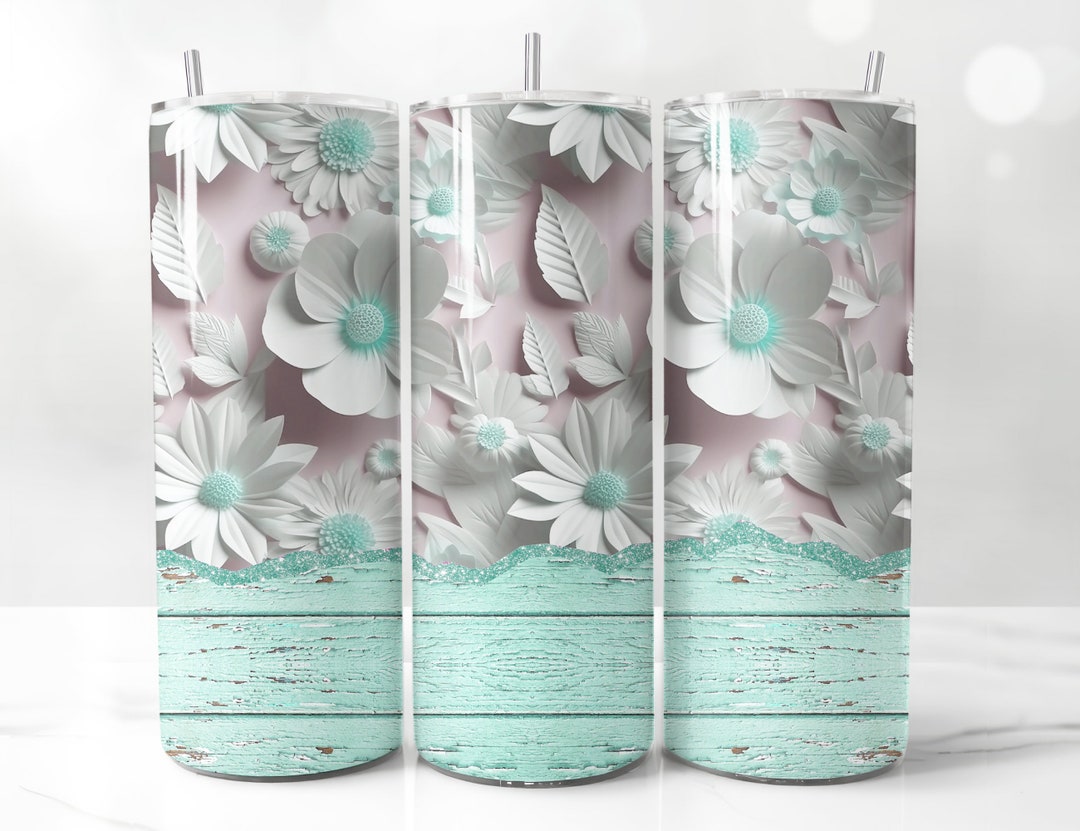 Pastel Floral 3D Split Tumbler Wrap-20 Oz Tumbler Sublimation Design - Etsy
