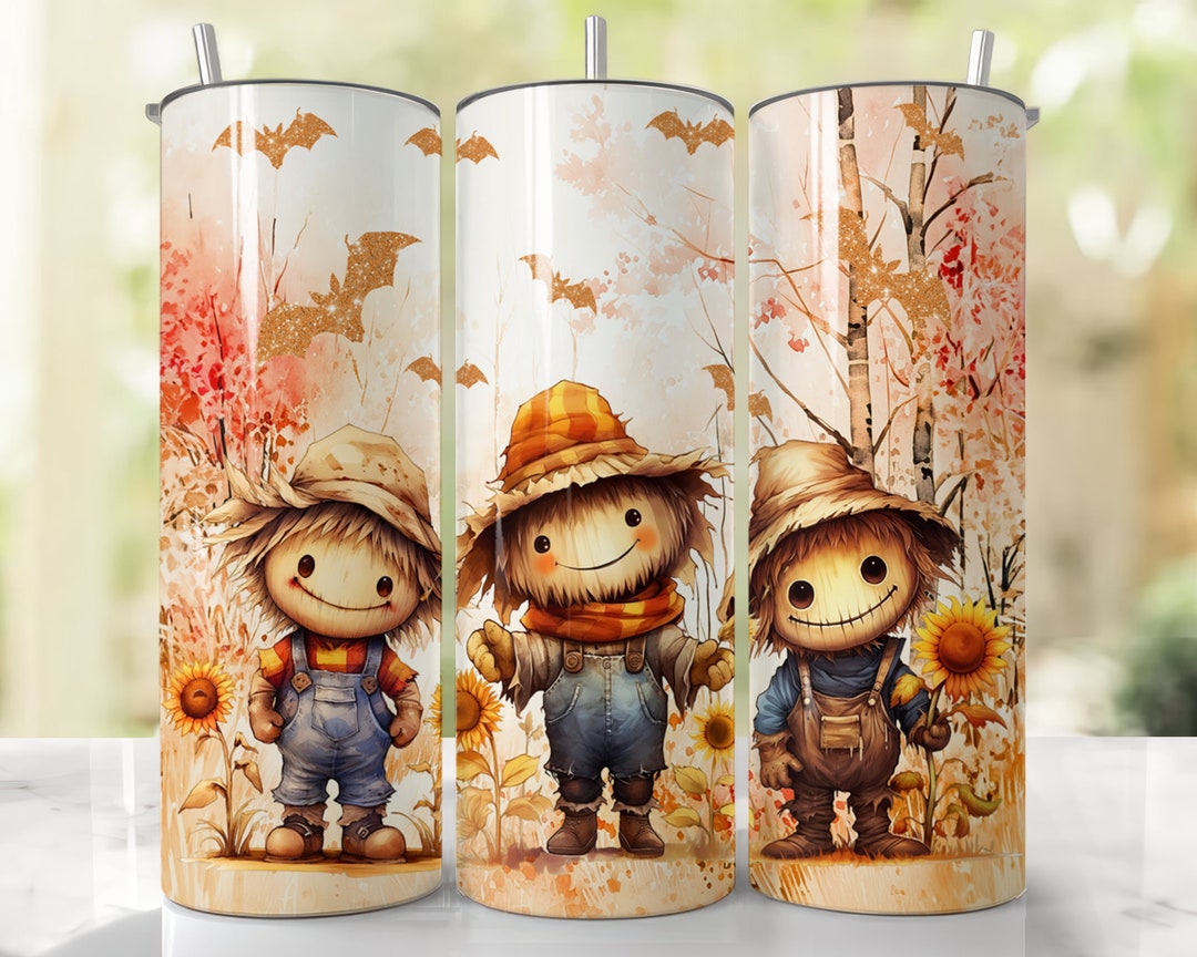 Three Cute Scarecrows Halloween 20 Oz Tumbler Wrap - Etsy