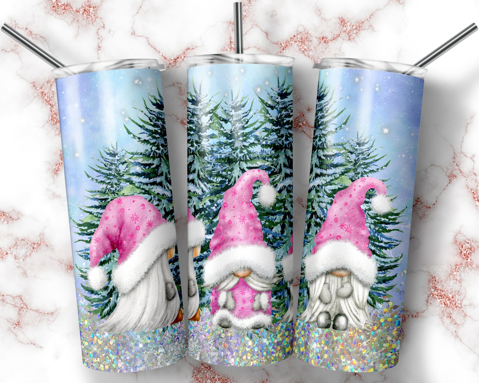 Pink Christmas Gnomes 20oz Winter Tumbler Wrap Digital - Etsy