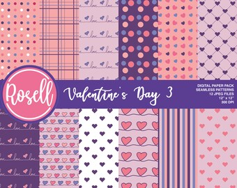 Red Valentine 12 X 12 Digital Papers Seamless Design for - Etsy