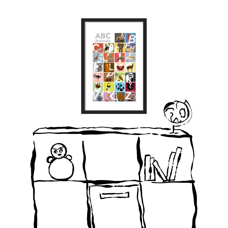 ABC Animal Kids Alphabet Poster - 11x17 Wall Art (unframed) - Etsy