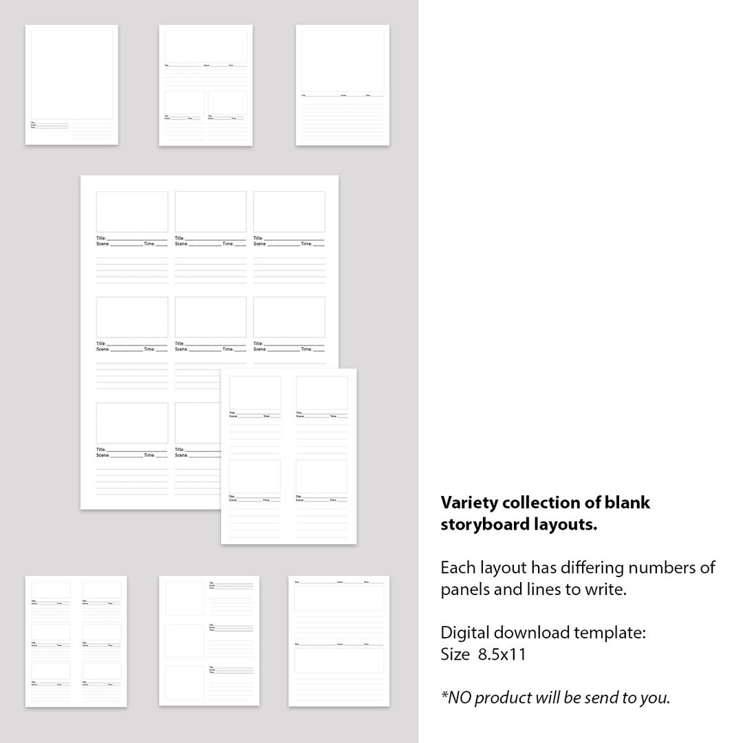 Random Pages: Variety Collection of Blank Storyboard Layouts, Digital ...