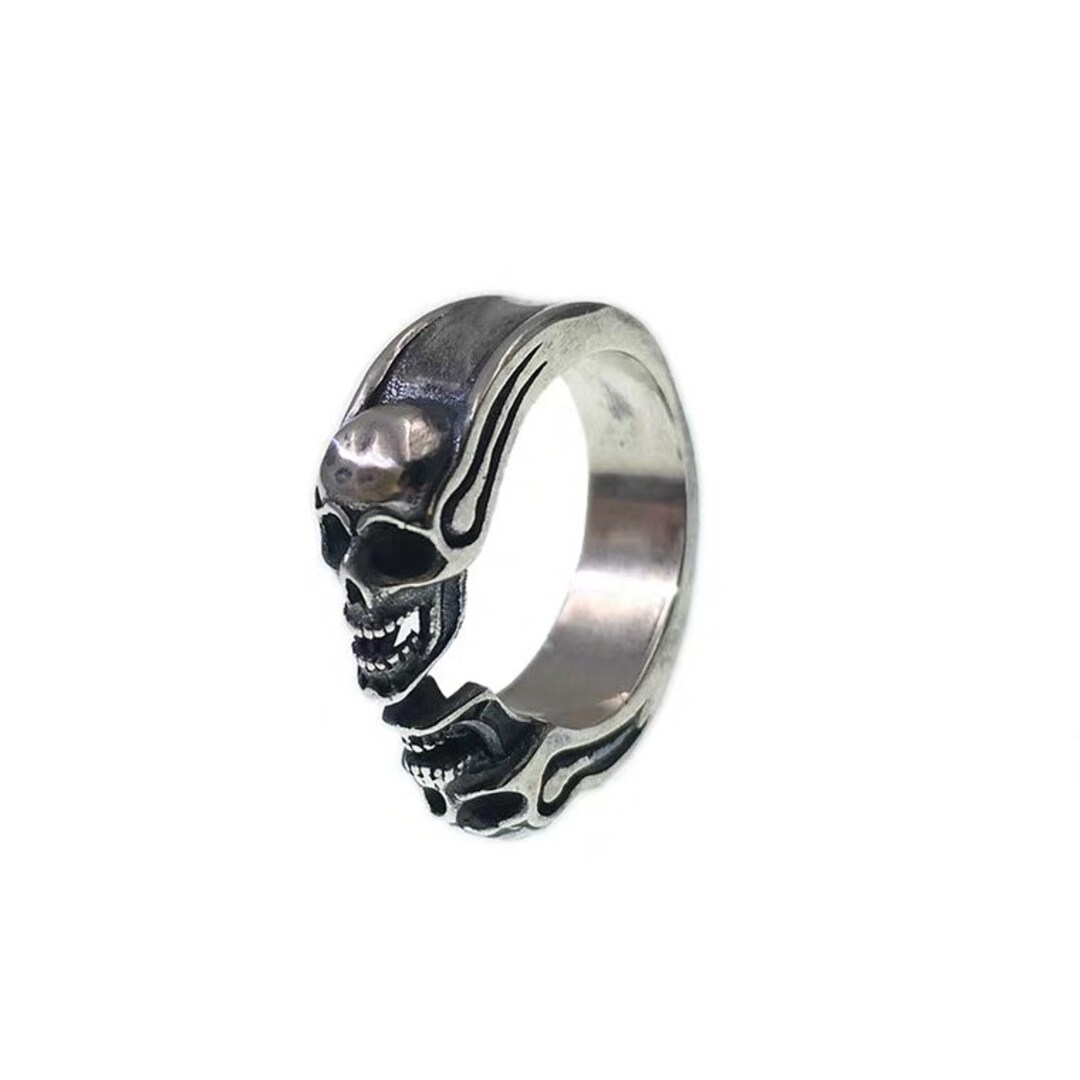 Skull Ring, Open Adjustable Skull Ring, Pinky Ring, Silver Skull Ring ...