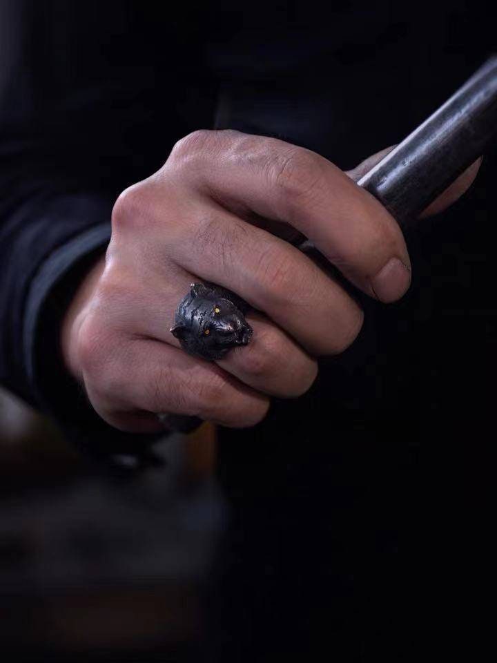 Tiger on Fire Ring, Tiger Ring, Animal Ring, Black Tiger Ring ...