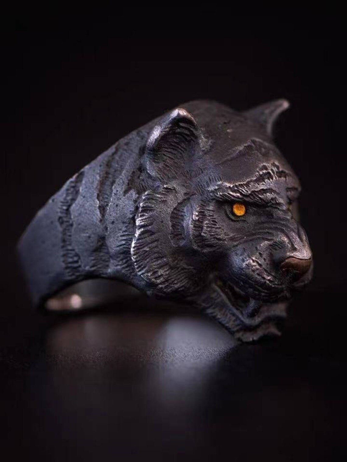 Tiger on Fire Ring, Tiger Ring, Animal Ring, Black Tiger Ring ...