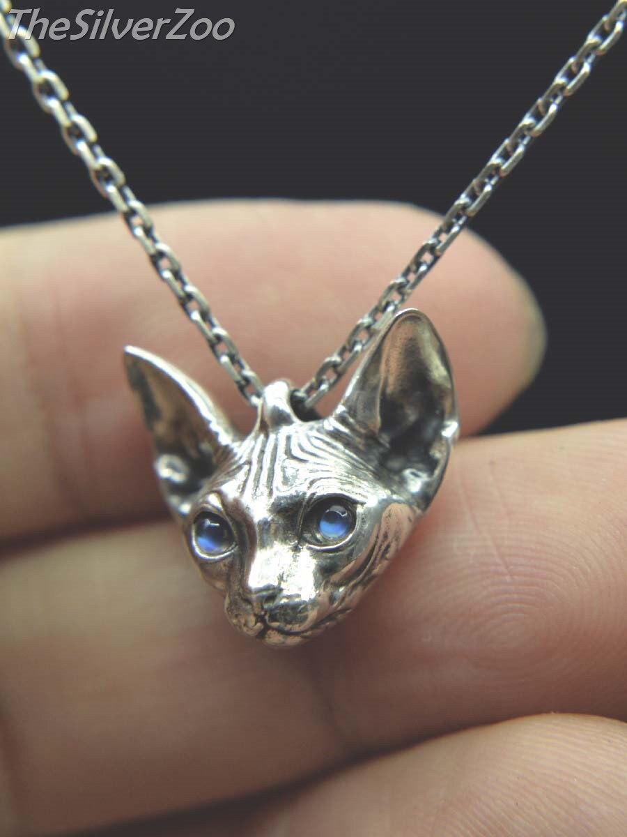 Sphynx Cat Necklace, Silver Pet Pendant, Silver Designer Necklace, Cat ...