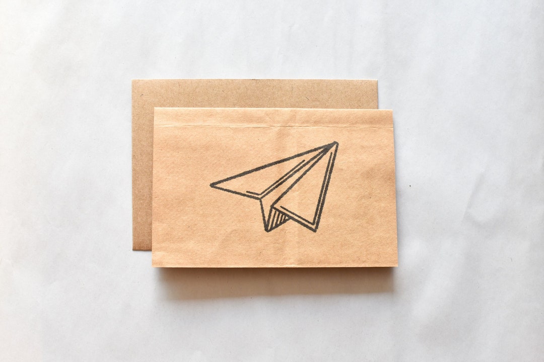 Paper Airplane Blank Card | Upcycled Paper, Greeting, Thank You - Etsy