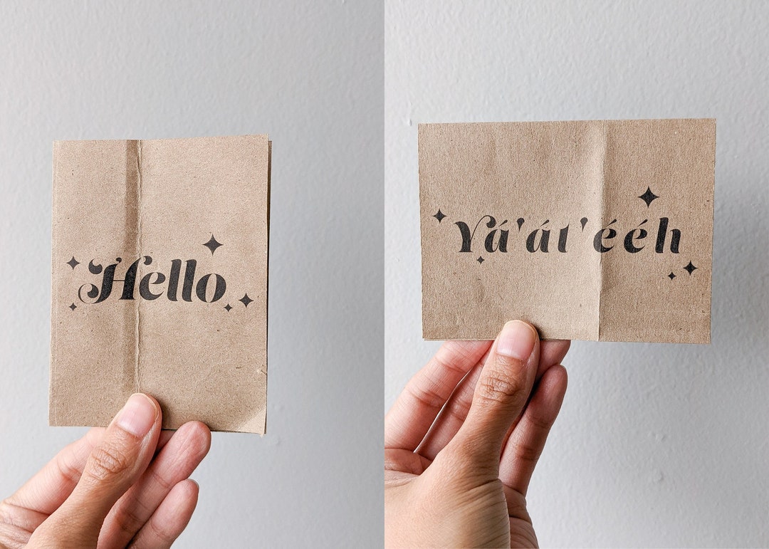 Yá'át'ééh or Hello Card Set Hello, Navajo, Brown Paper Bag, Set of 4 ...
