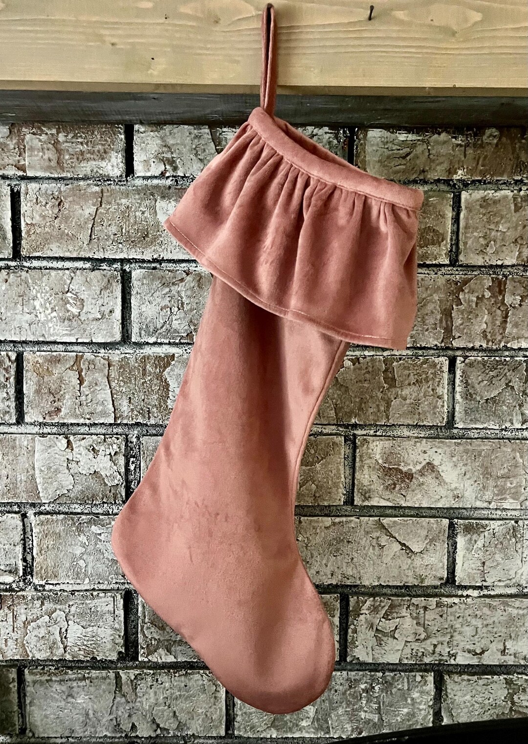 Dusty Pink Velvet Ruffled Christmas Stocking - Etsy
