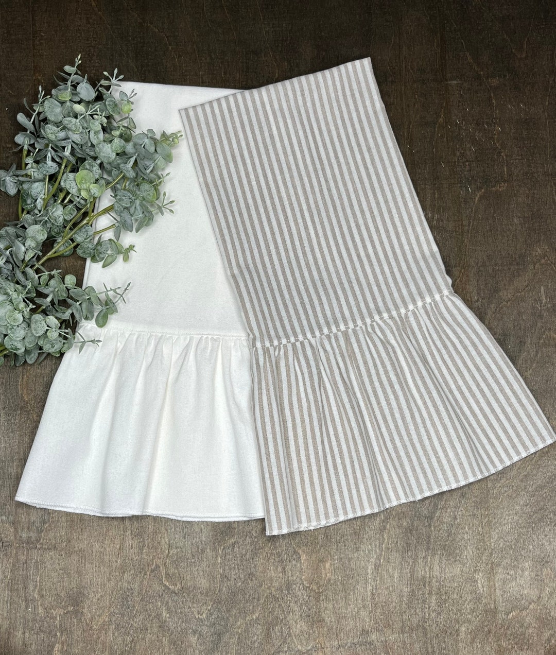 Farmhouse Ruffled Tea Towel,shabby Tea Towel,striped Tea Towel,linen ...