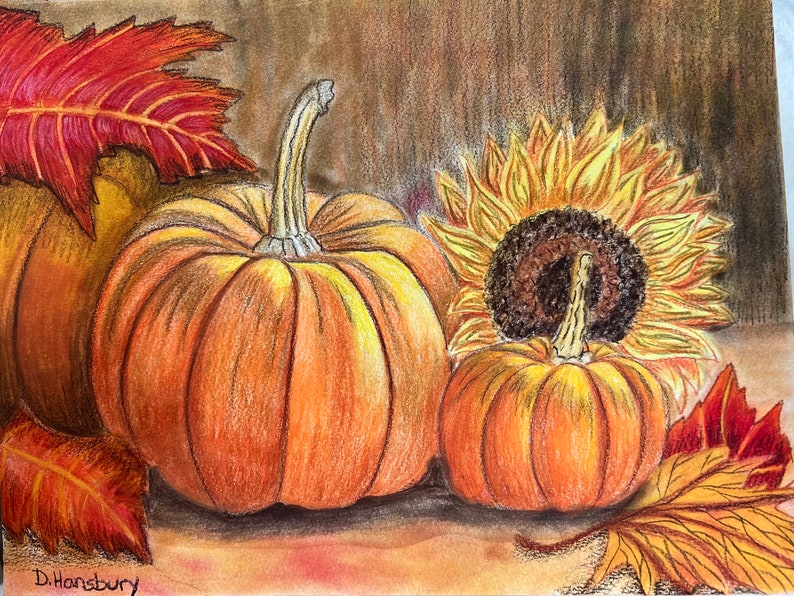 Autumn Pumpkin and Sunflowers Still Life - Etsy