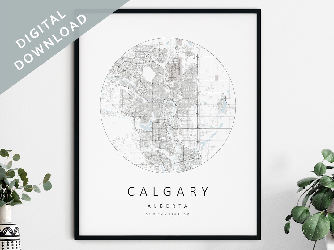 Calgary Map Print | Map of Calgary | Calgary Alberta City Map Art ...
