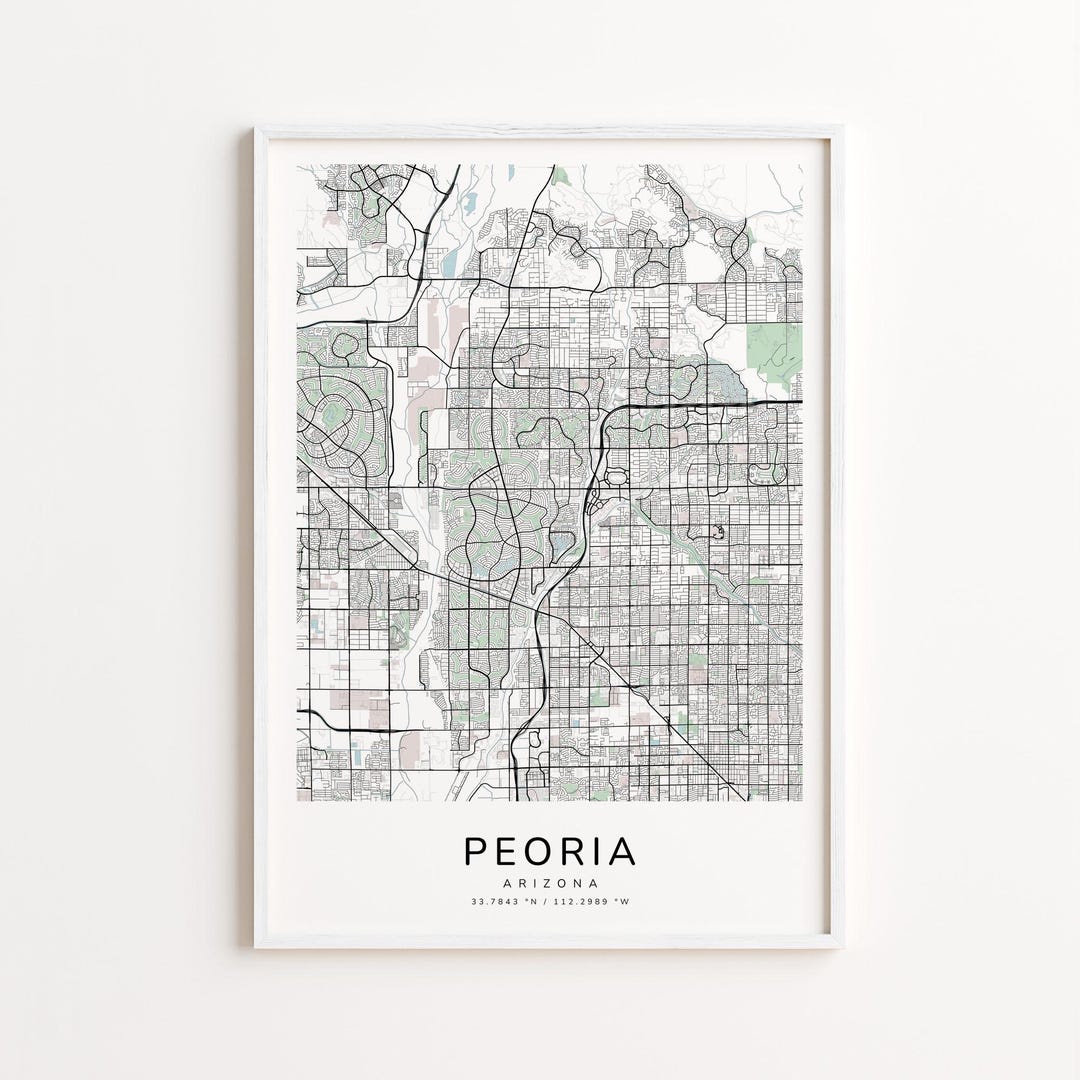 Peoria Arizona Map Print – Detailed Street Map Wall Art, Modern City ...