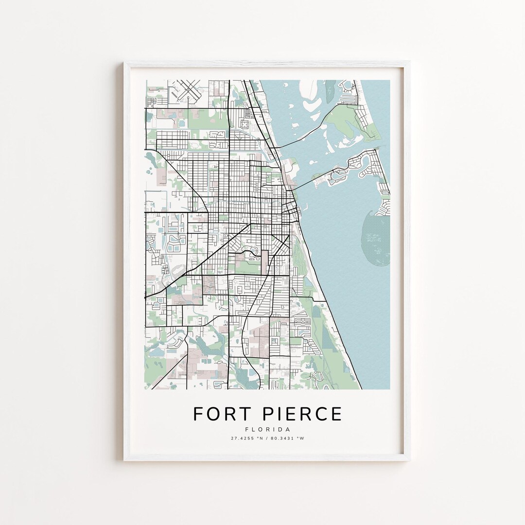 Fort Pierce Florida Map Print – Detailed Street Map Wall Art, Modern ...