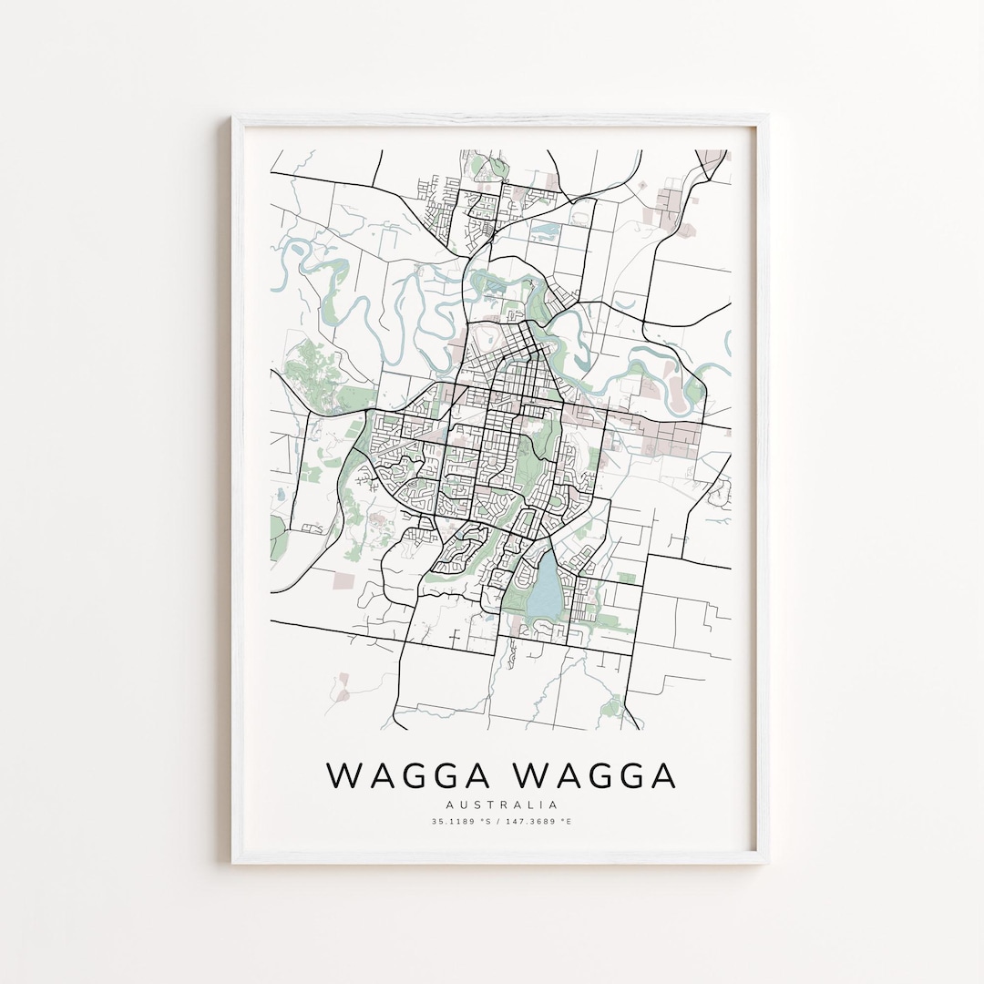 Wagga Wagga Australia Map Print – Detailed Street Map Wall Art, Modern ...