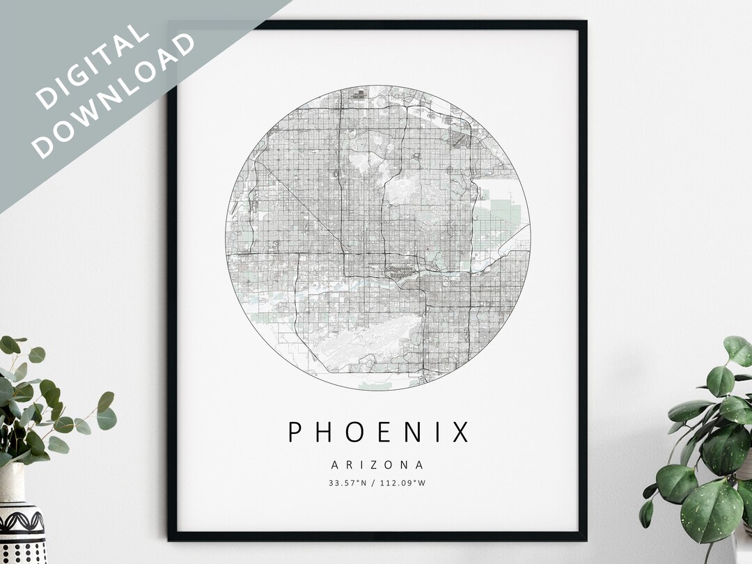 Phoenix Map Print | Map of Phoenix | Phoenix Arizona City Map Art ...