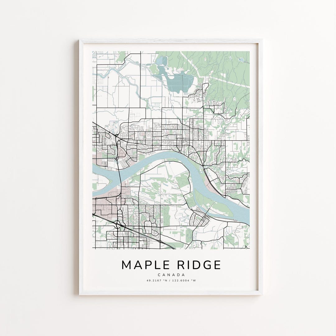 Maple Ridge Canada Map Print – Detailed Street Map Wall Art, Modern ...
