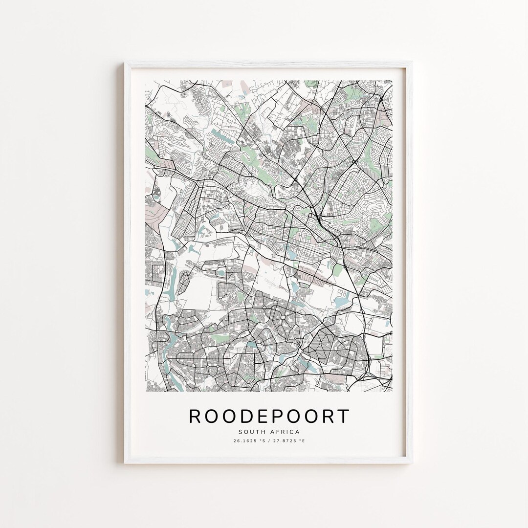 Roodepoort South Africa Map Print – Detailed Street Map Wall Art ...