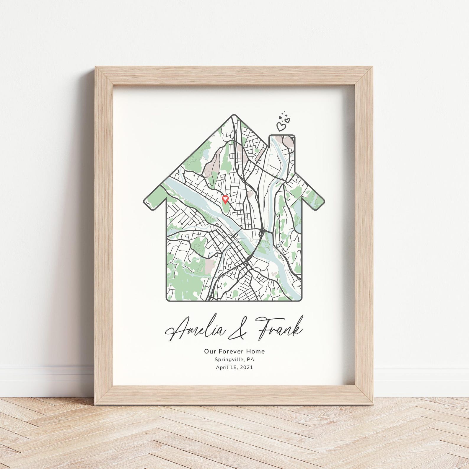 Personalized New Home Map Gift Print for Couples | Our First House Map ...