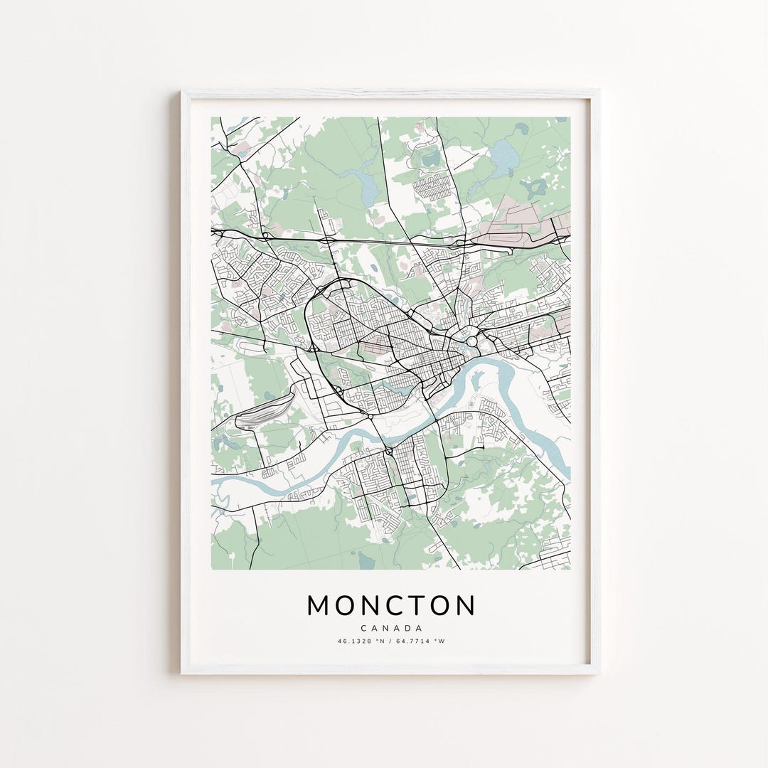 Moncton Canada Map Print – Detailed Street Map Wall Art, Modern City ...