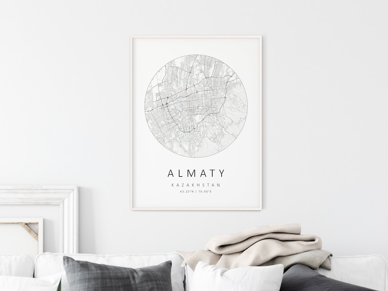 Almaty Map Print Map of Almaty Almaty Kazakhstan City Map - Etsy
