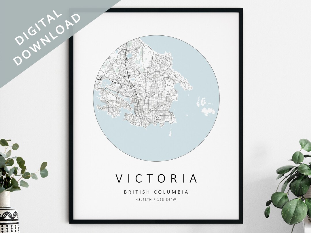 Victoria Map Print | Map of Victoria | Victoria British Columbia City ...