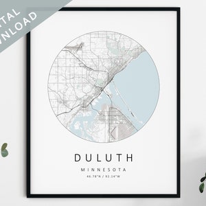Duluth Map Print | Map of Duluth | Duluth Minnesota City Map Art ...